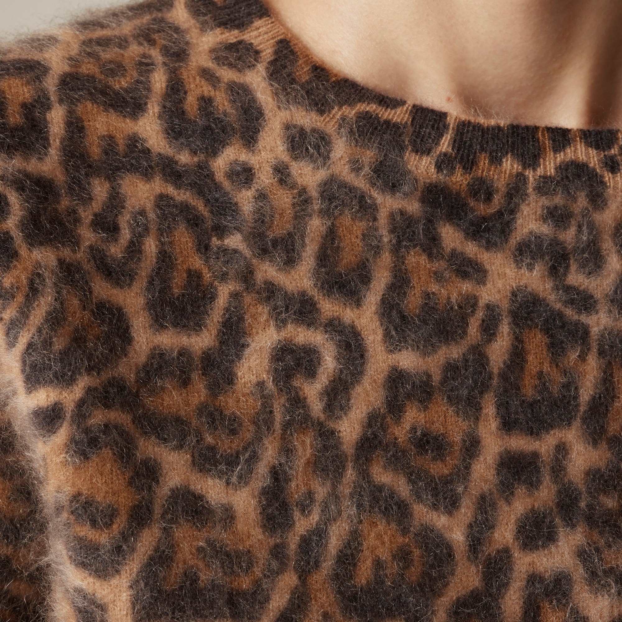 J.Crew: Brushed Cashmere Shrunken Crewneck Sweater In Leopard Print For ...