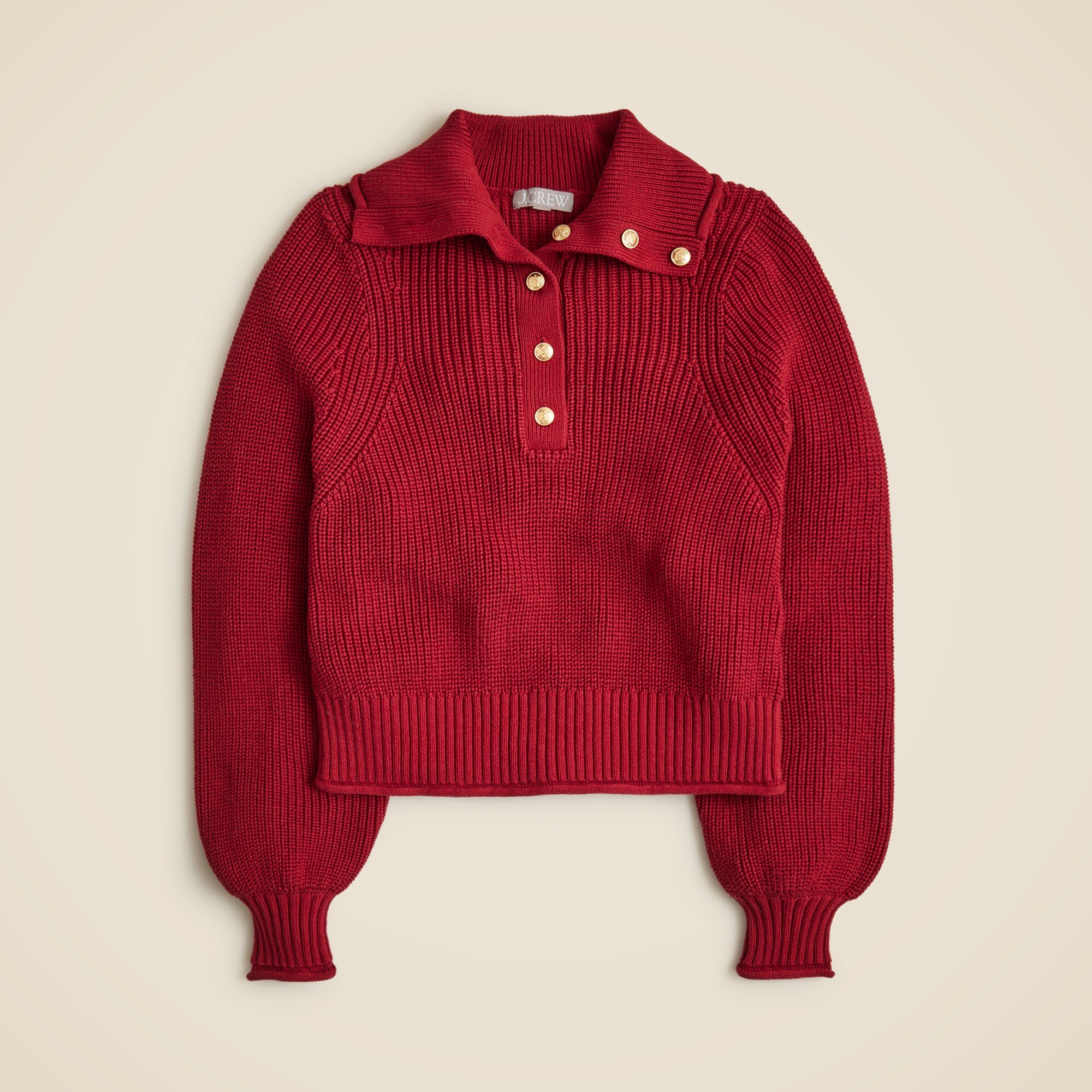 J.Crew: Ribbed Cotton Button-collar Sweater For Women