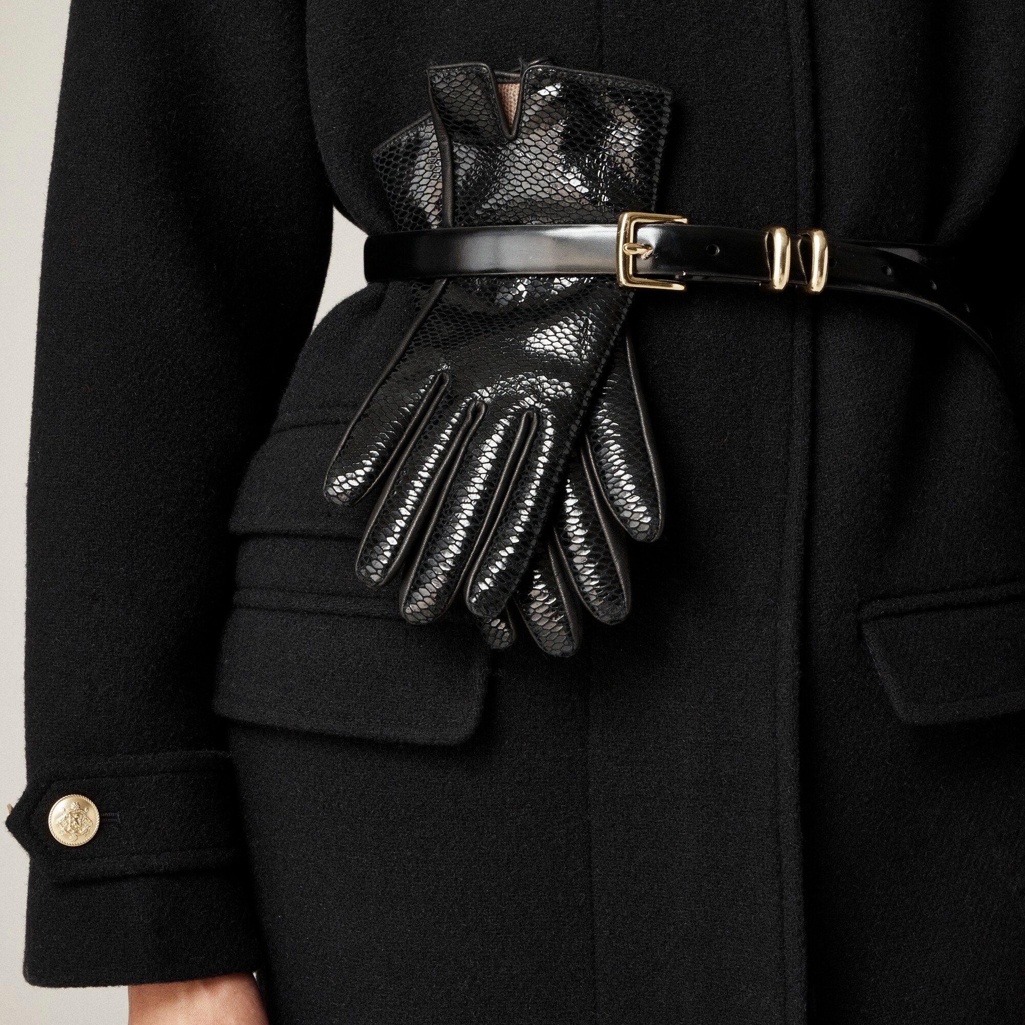 J.Crew: Snake-embossed Leather Tech-touch Gloves For Women