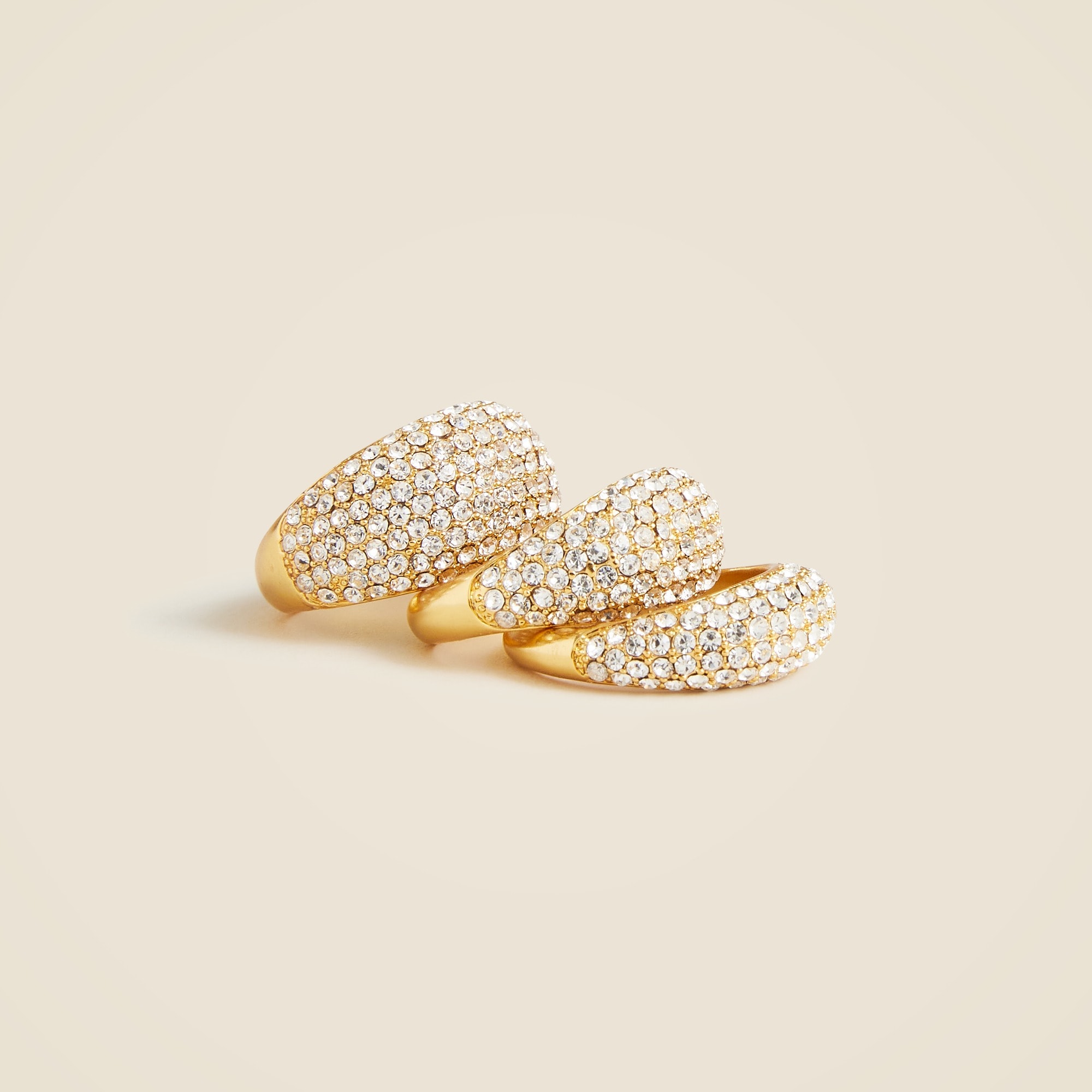 Pavé Sculptural Rings Set-of-three For Women | J.Crew