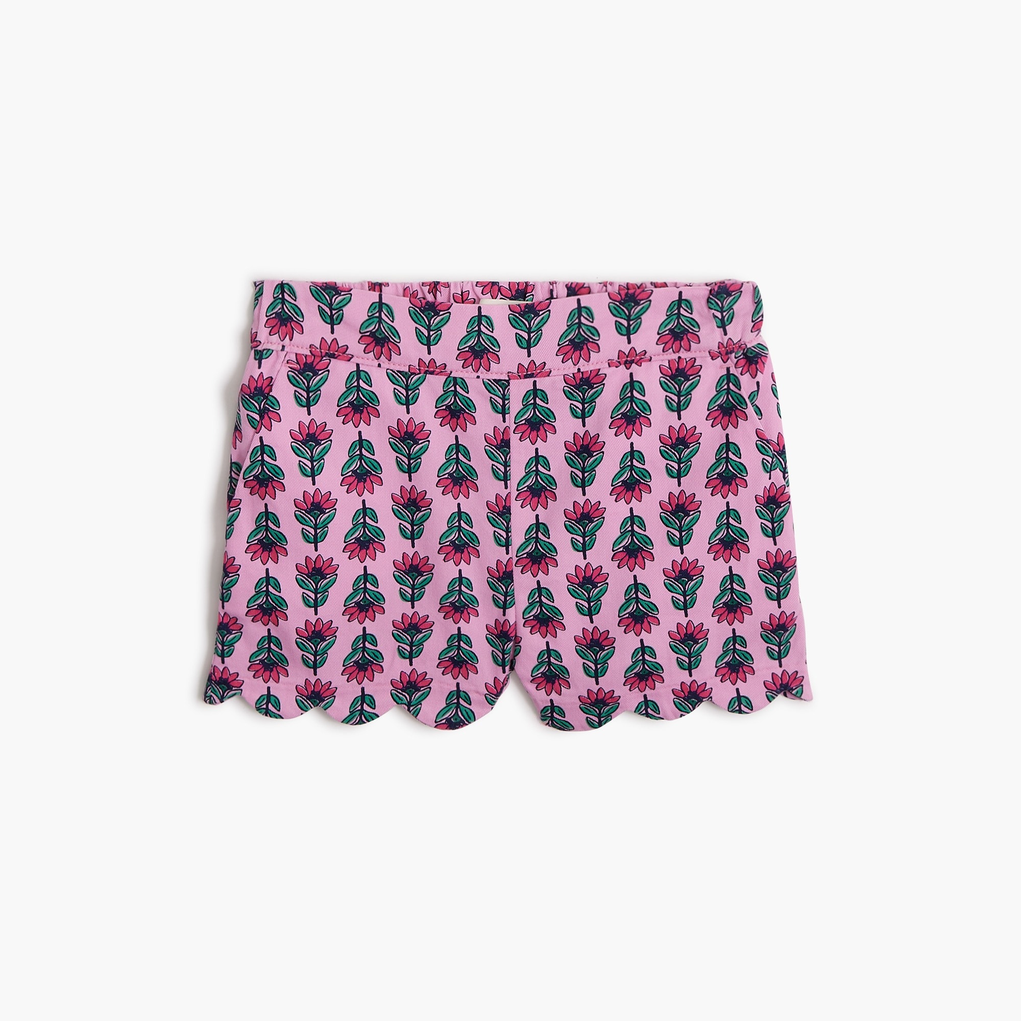 Factory: Girls' Block-print Scallop-hem Short For Girls