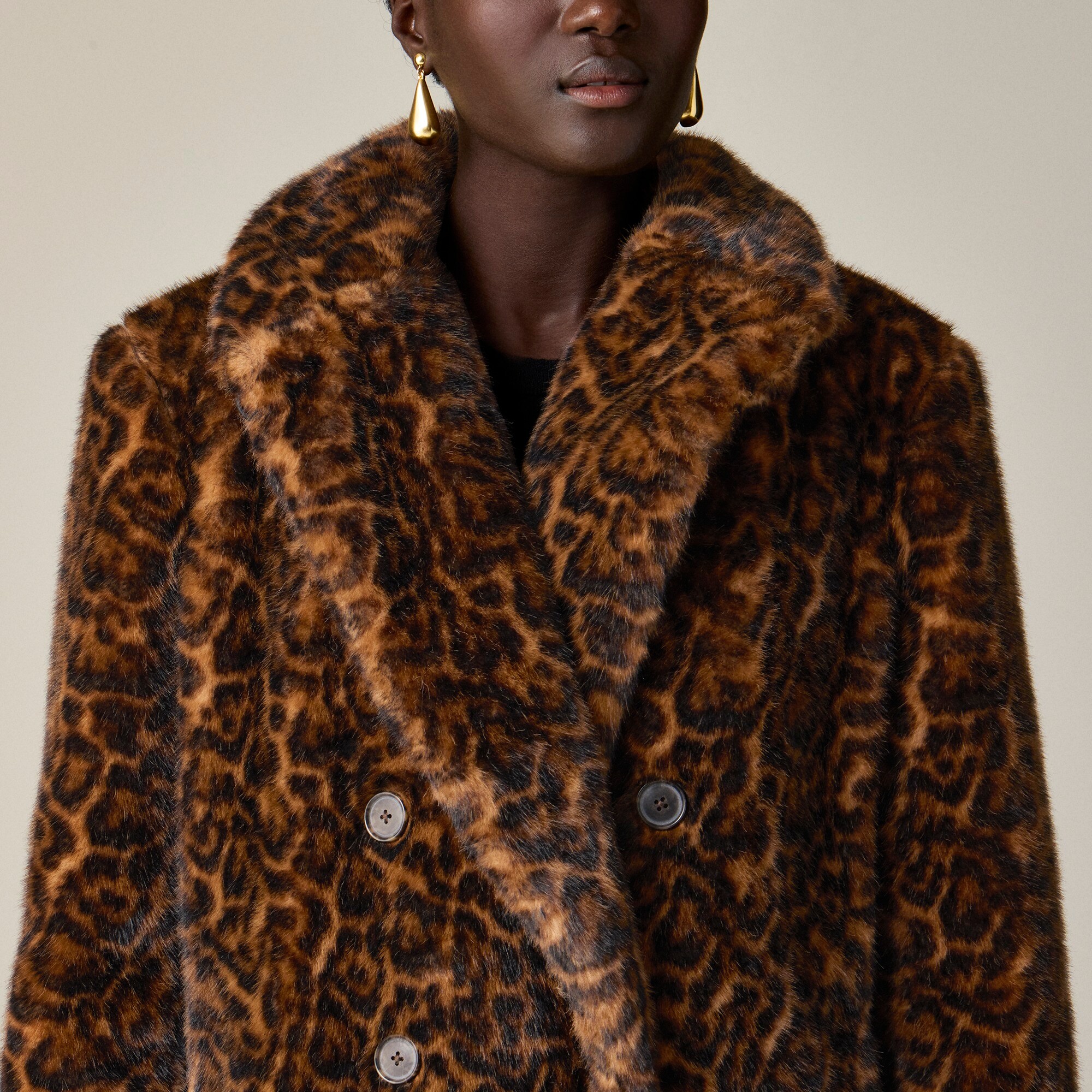 J.Crew: Faux-fur Peacoat In Leopard Print For Women
