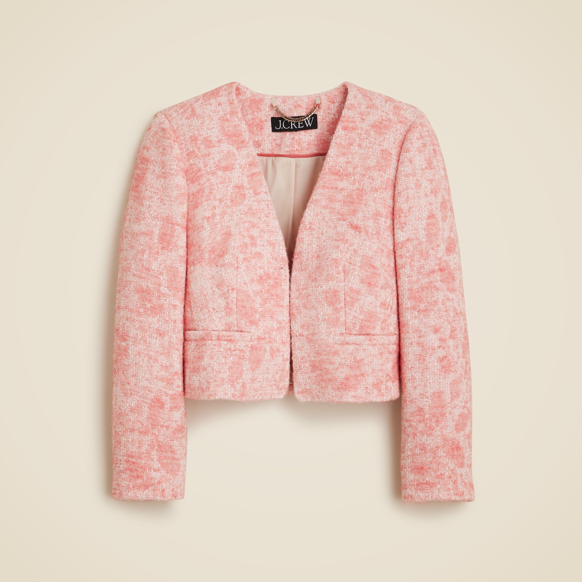 Collarless Jacket In Italian Tweed For Women | J.Crew