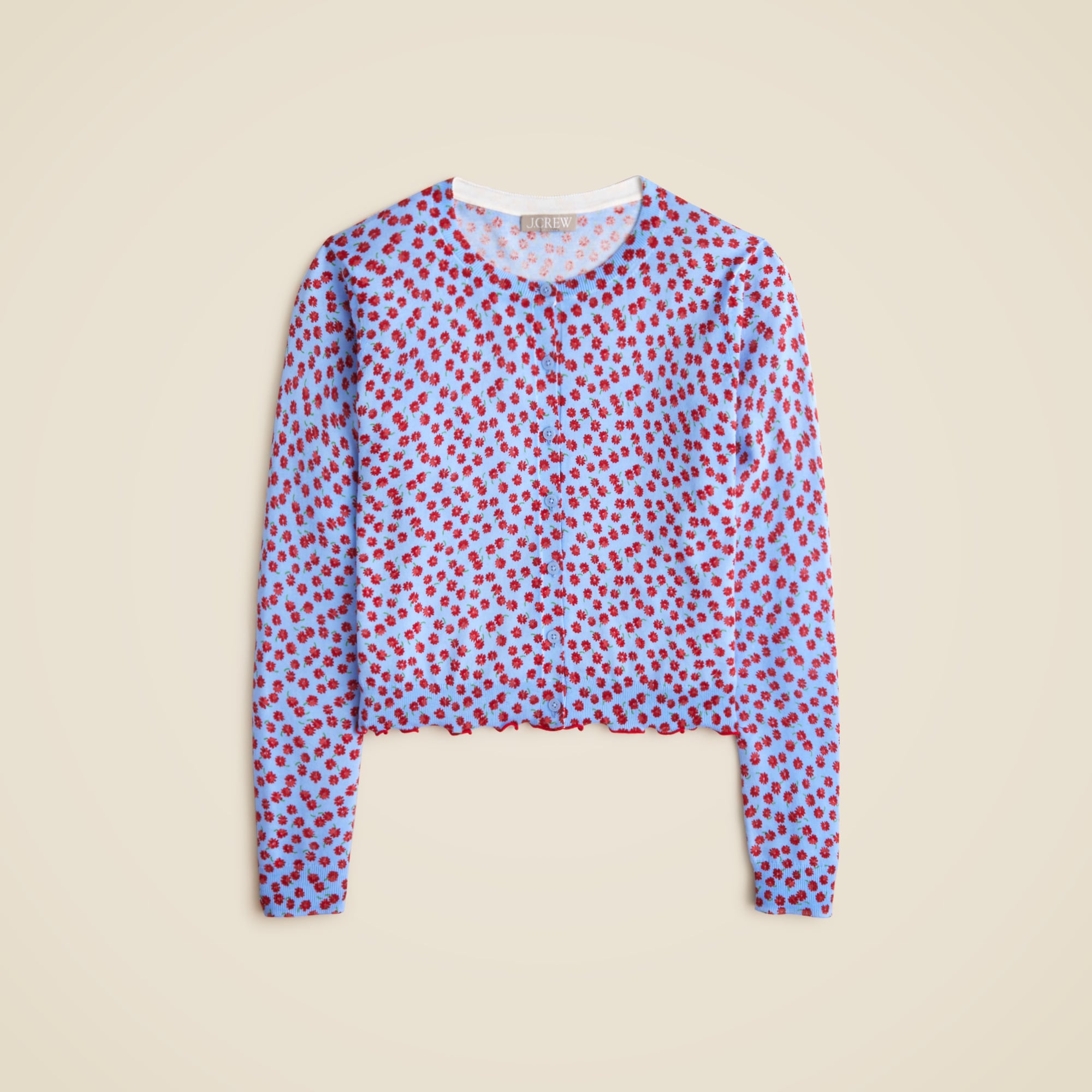 J.Crew: Premium Ultra-fine Cotton Cardigan In Summer Fields Print For Women