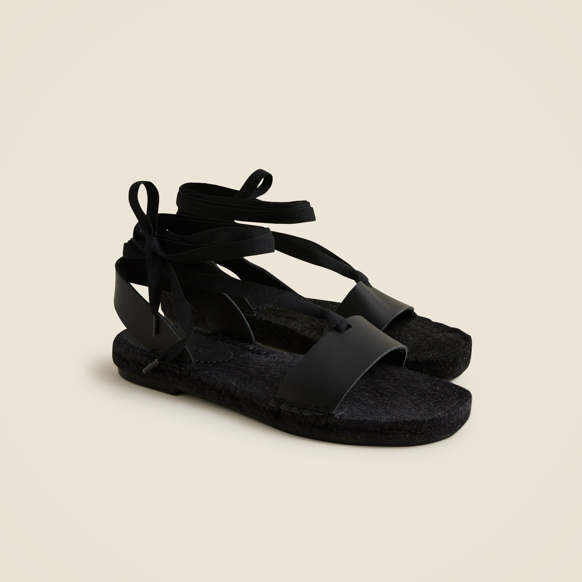 Made-in-Spain Lace-up Espadrille Sandals In Leather For Women | J.Crew