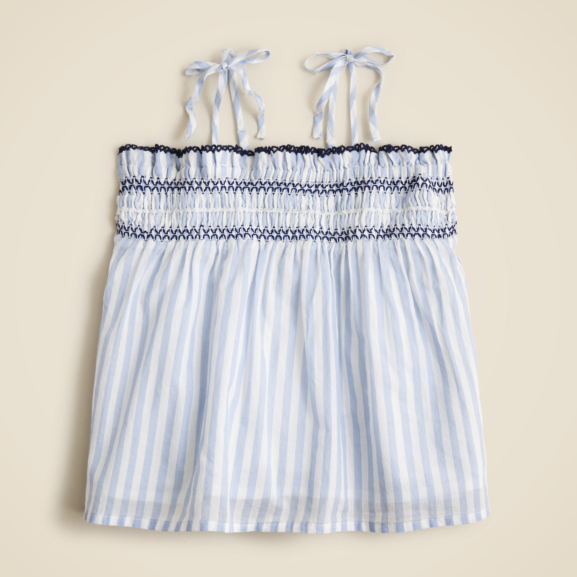 Girls' Tie-shoulder Smocked Tank Top In Cotton Voile Stripe For Girls | J.Crew