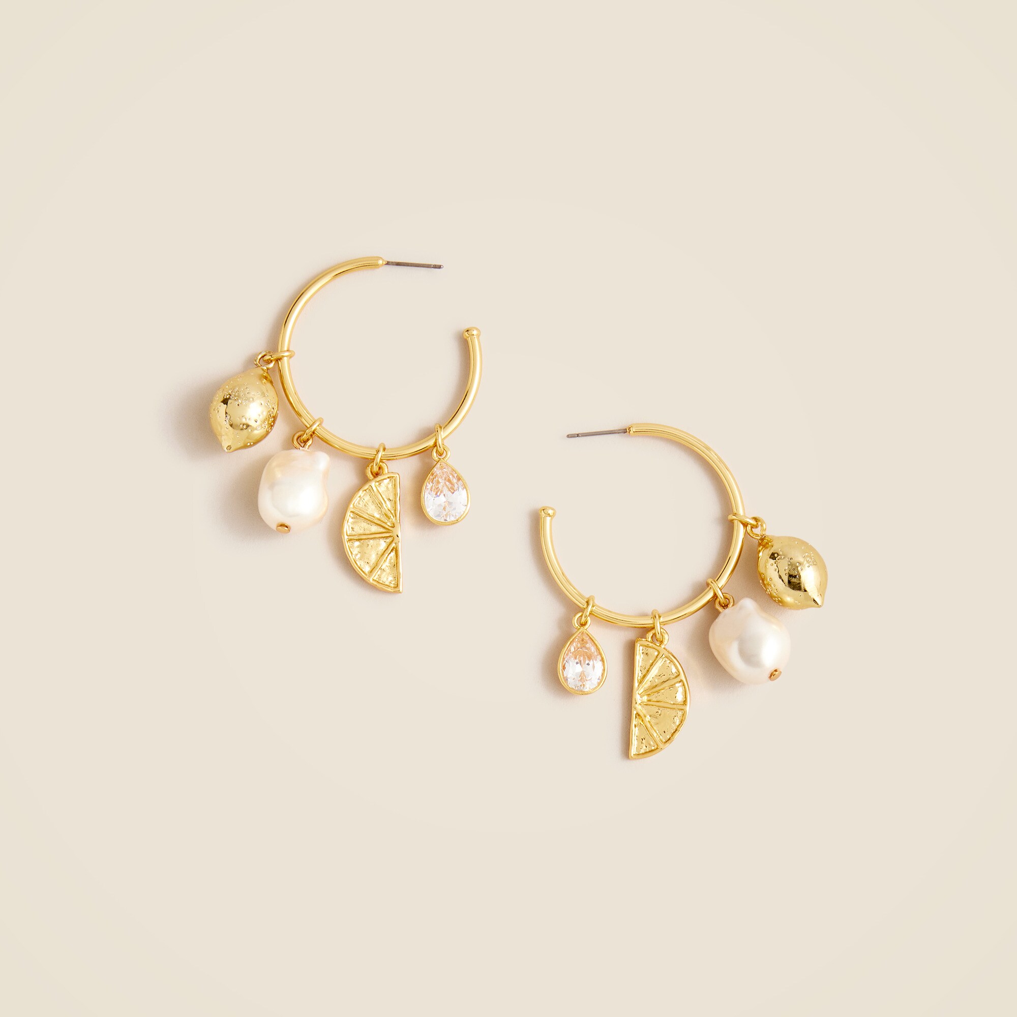 Nautical Lemon Charm Hoop Earrings For Women | J.Crew