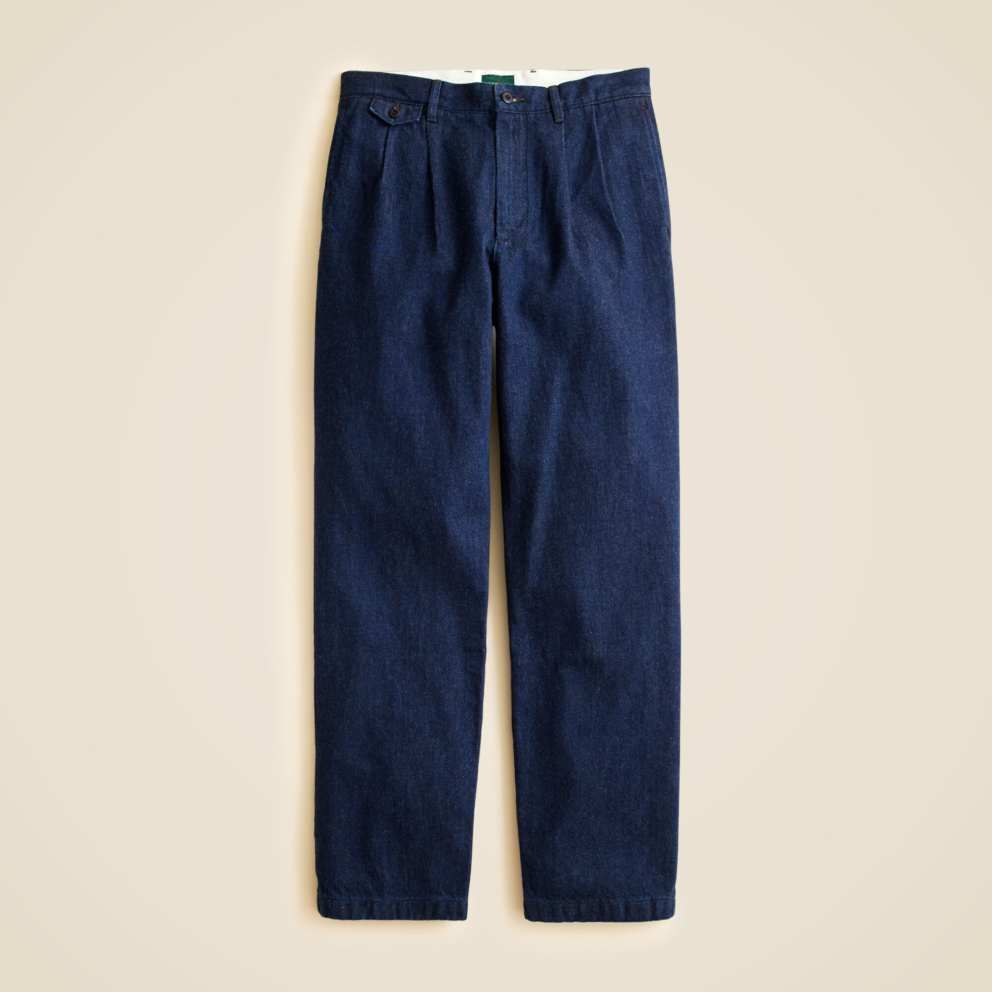 Classic Double-pleated Indigo-dyed Denim Pant For Men | J.Crew