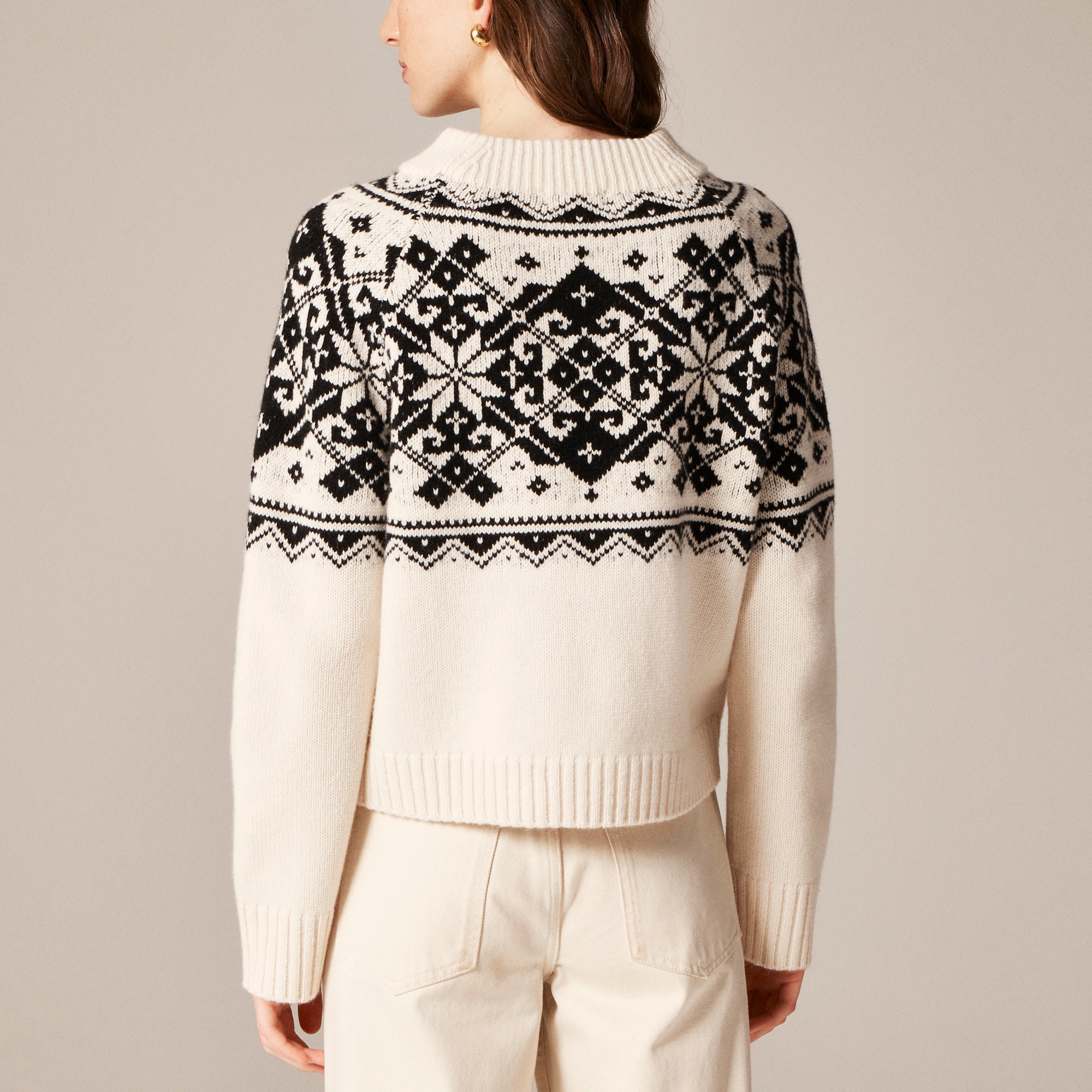 Fair Isle Snowflake Mockneck Sweater In Vintage Wool For Women | J.Crew
