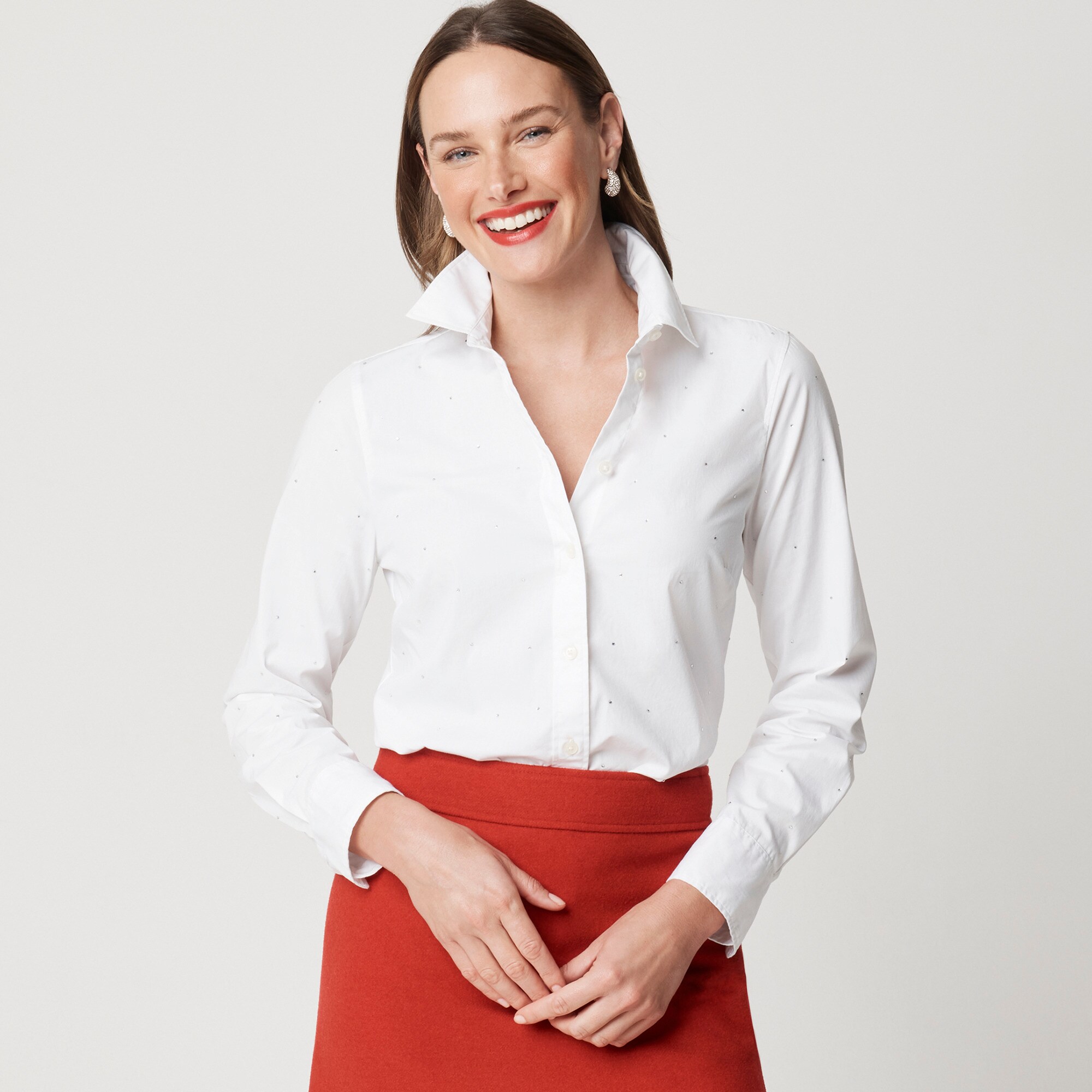 Jewel-embellished Button-up Shirt For Women | Factory