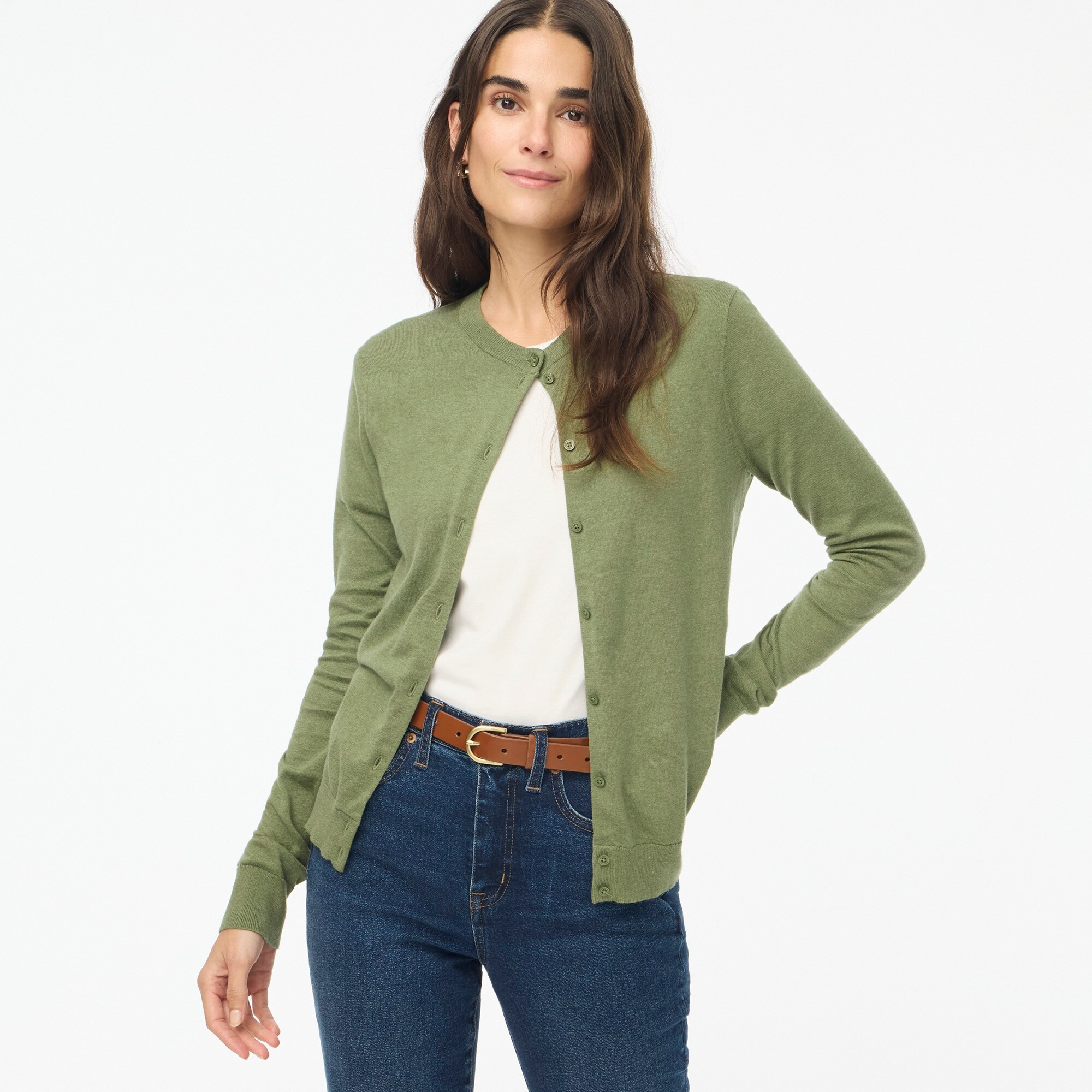 Factory: Classic Cotton Cardigan Sweater For Women