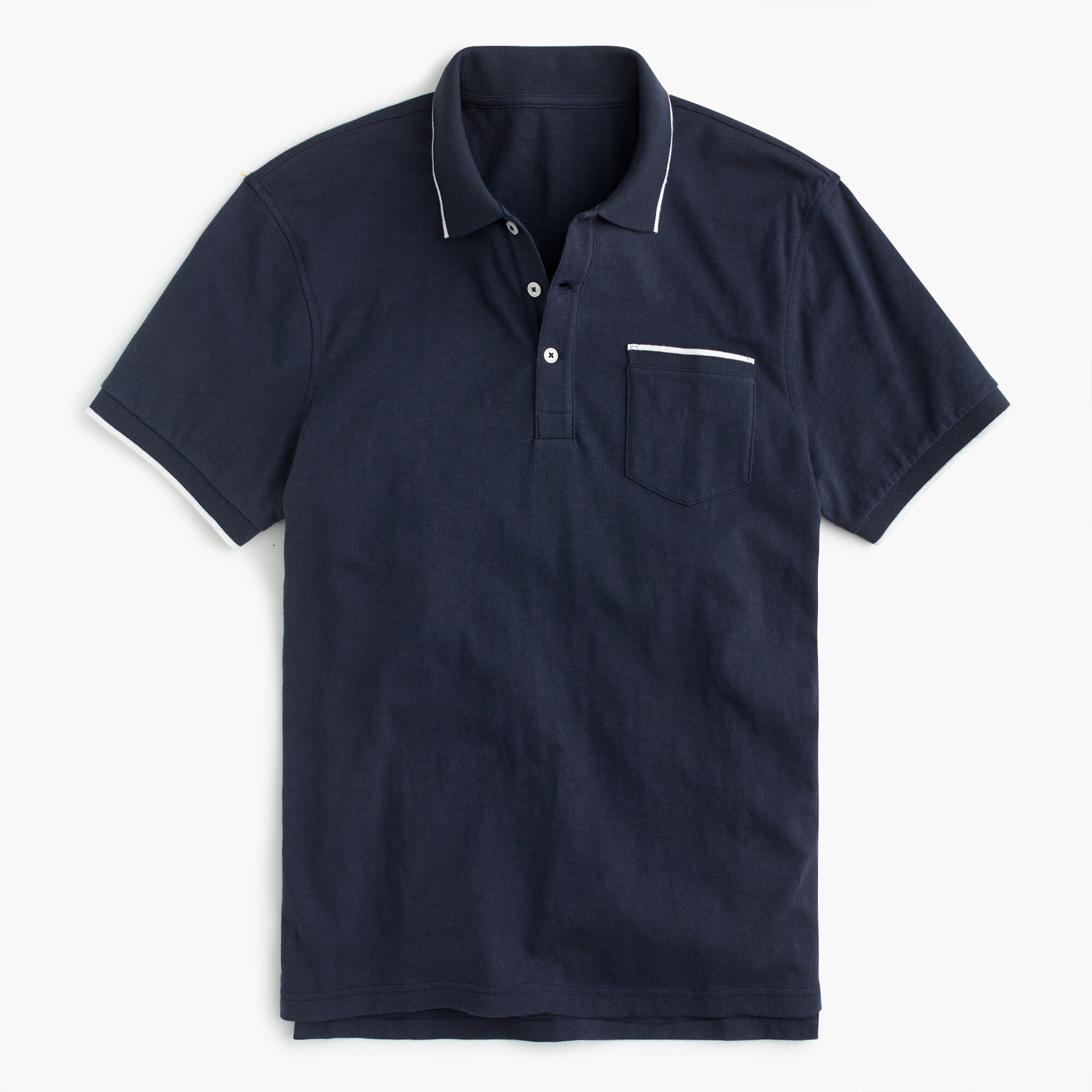 J.Crew: Slub Jersey Polo In Tipped Indigo For Men