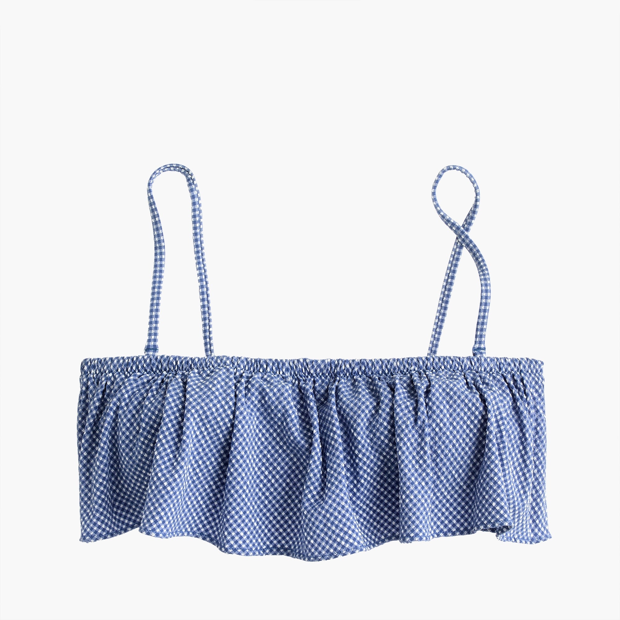 J.Crew: Ruffle Bandeau Bikini Top In Tiny Gingham For Women