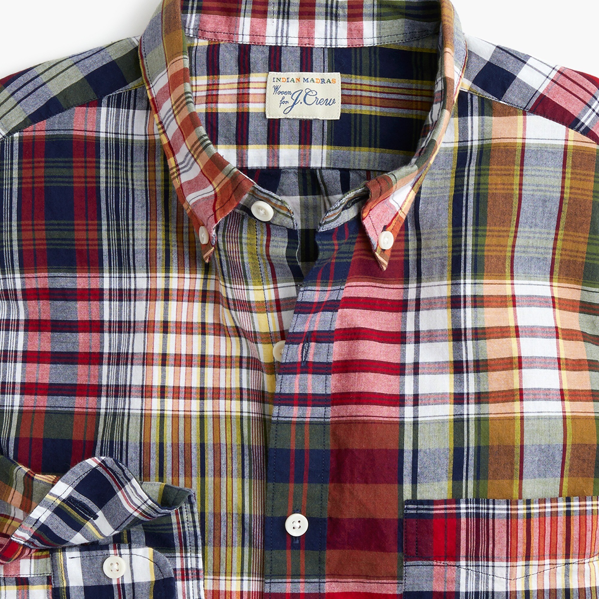 J.Crew: Indian Madras Shirt In Mixed Red Plaid For Men