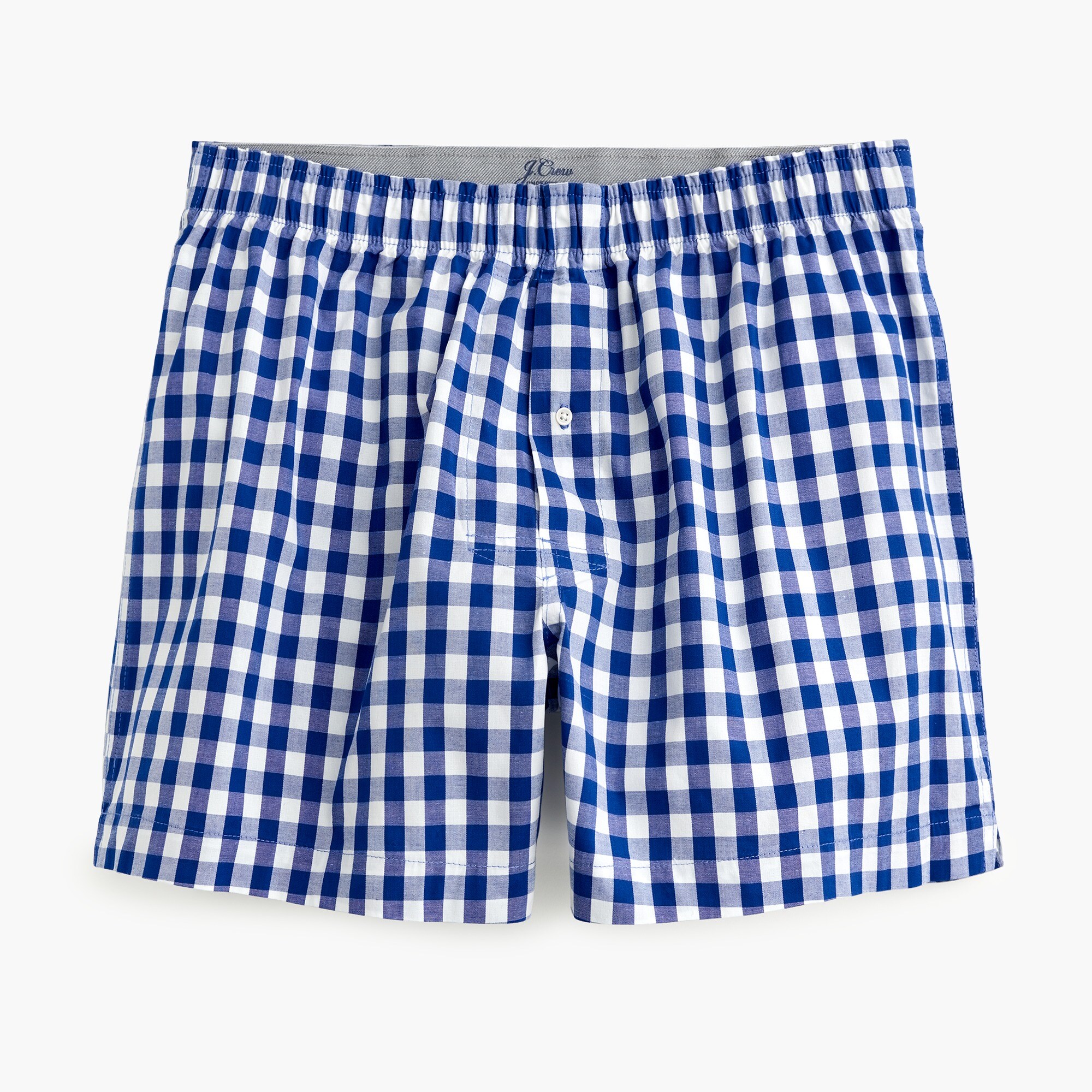 J.Crew: Stretch Navy Gingham Boxers For Men
