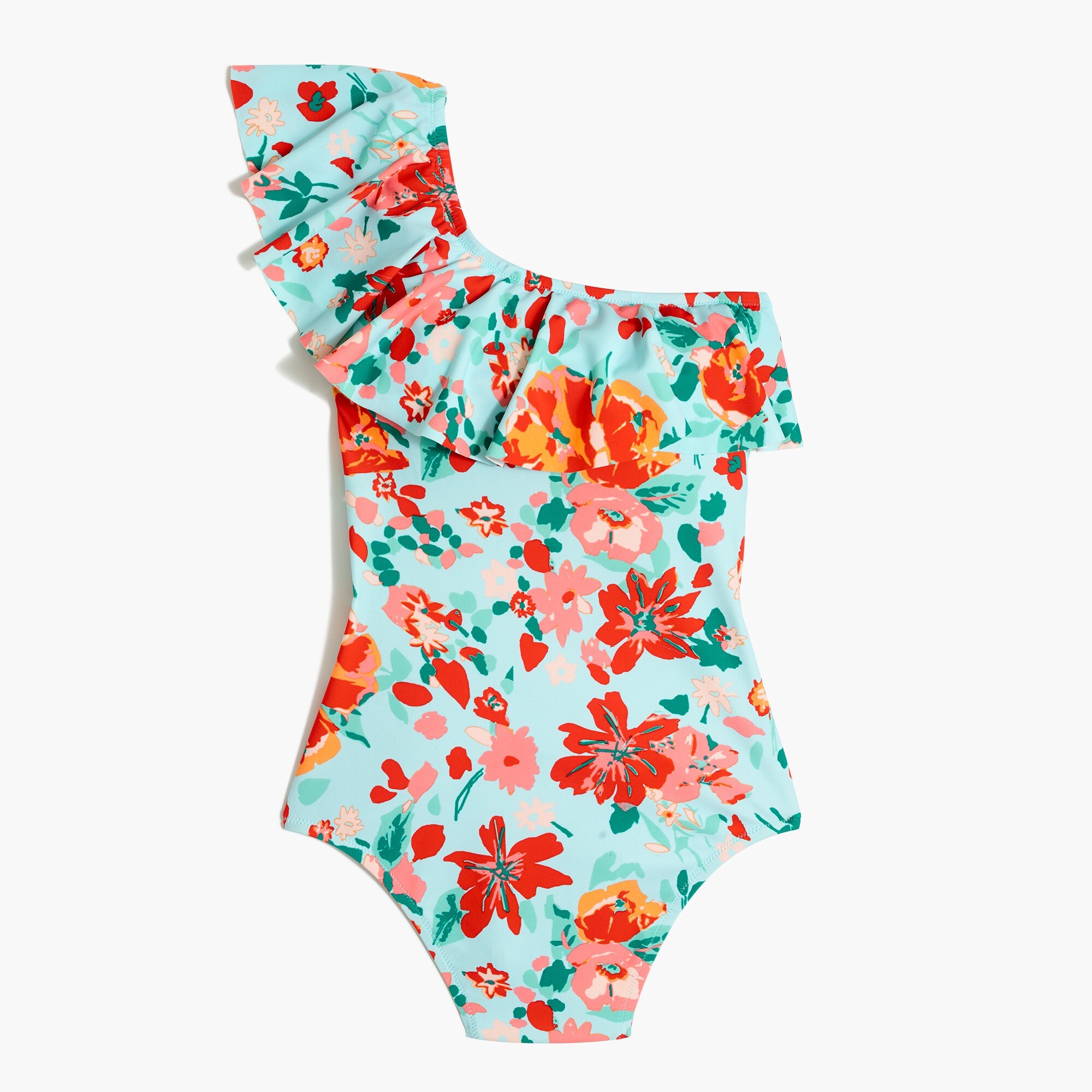 Factory: Printed Ruffle One-shoulder One-piece Swimsuit For Women