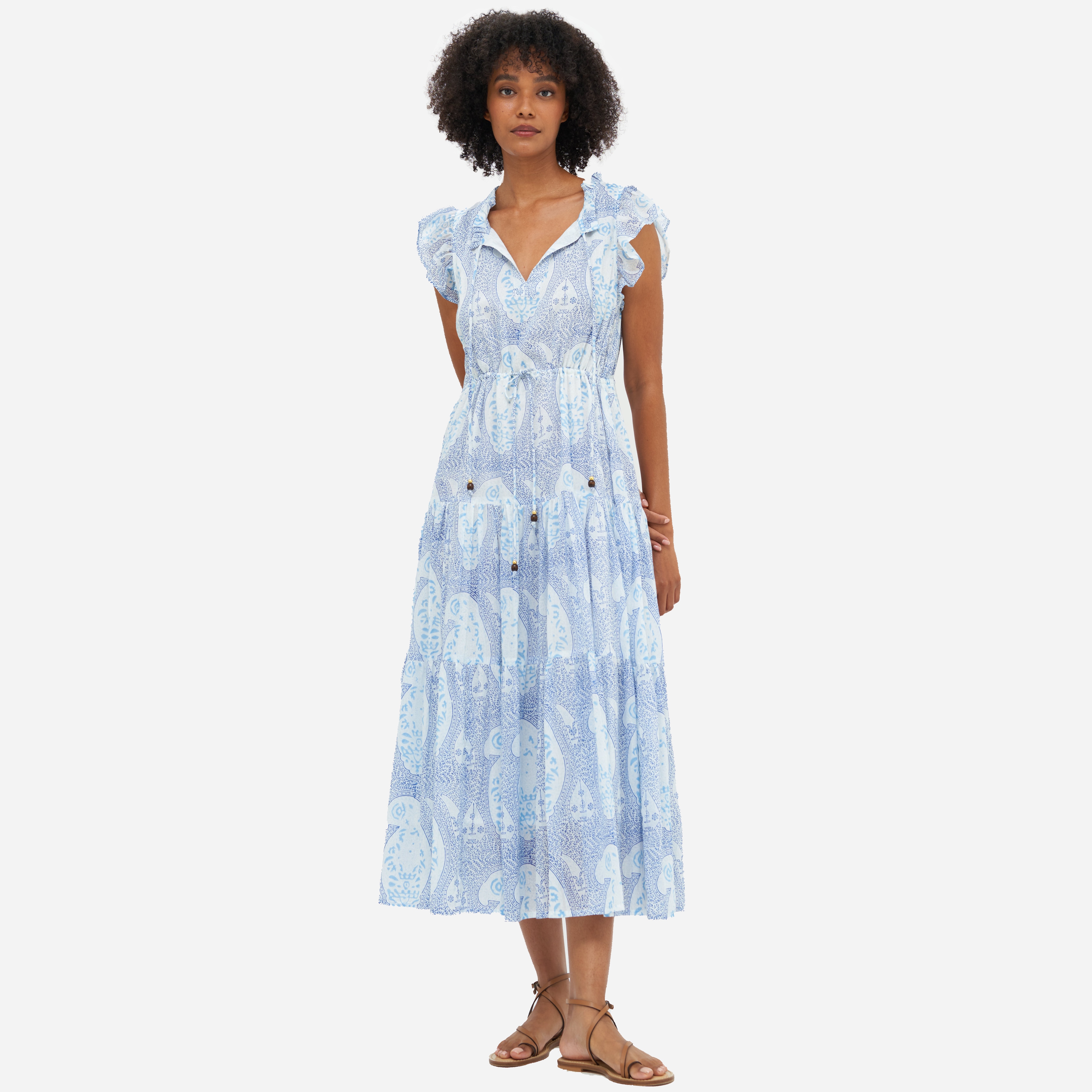 : OLIPHANT™ Cinched Flirty Midi Dress For Women